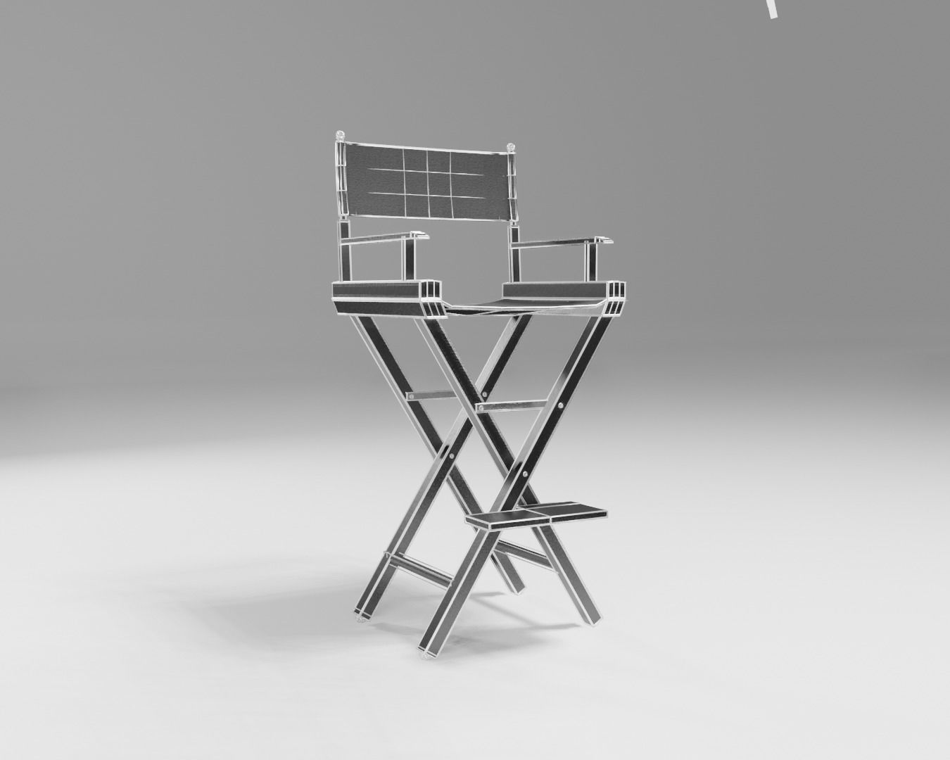 3D model directors production chair metal black fabric VR / AR / low ...
