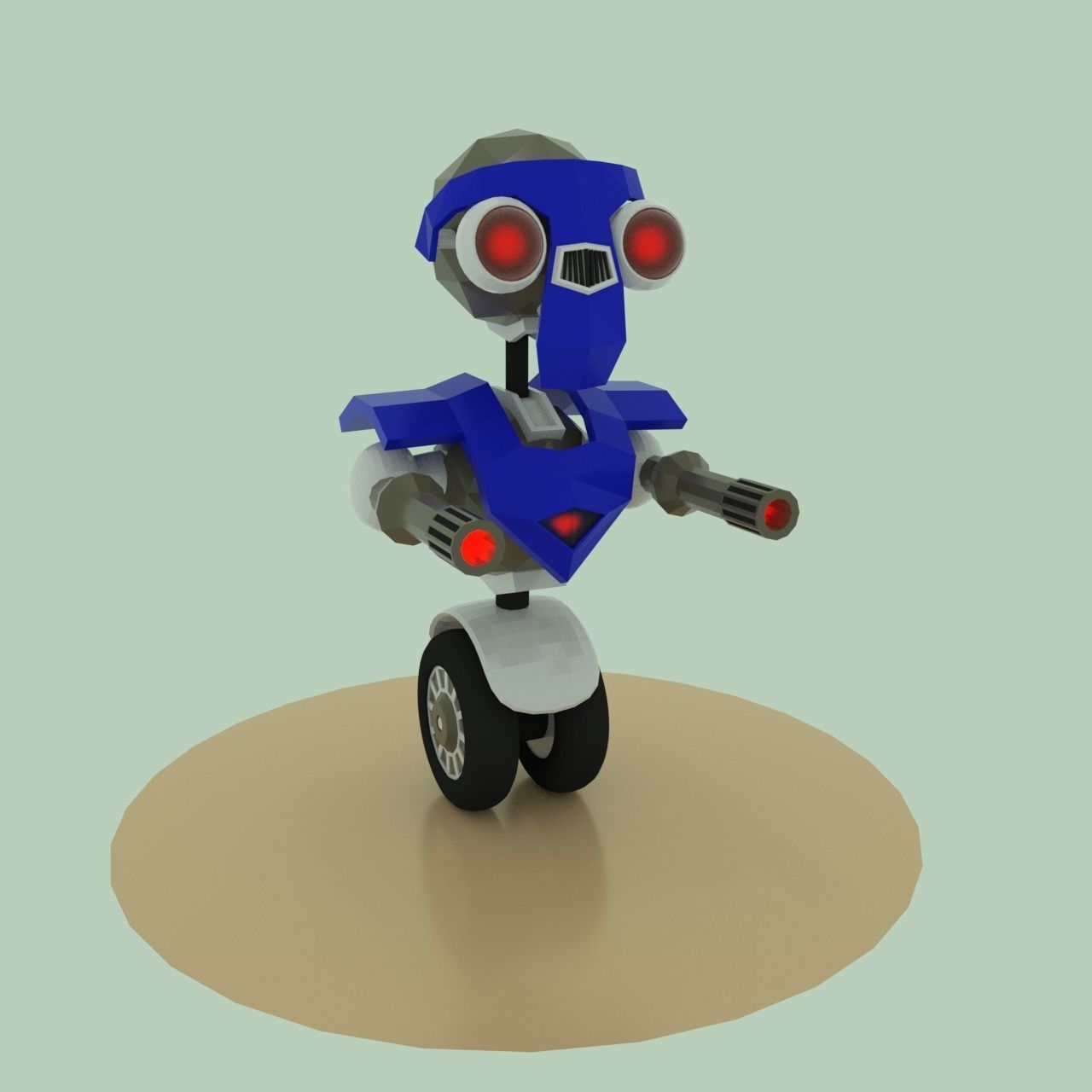 3D model robot on wheels with two guns VR / AR / low-poly | CGTrader