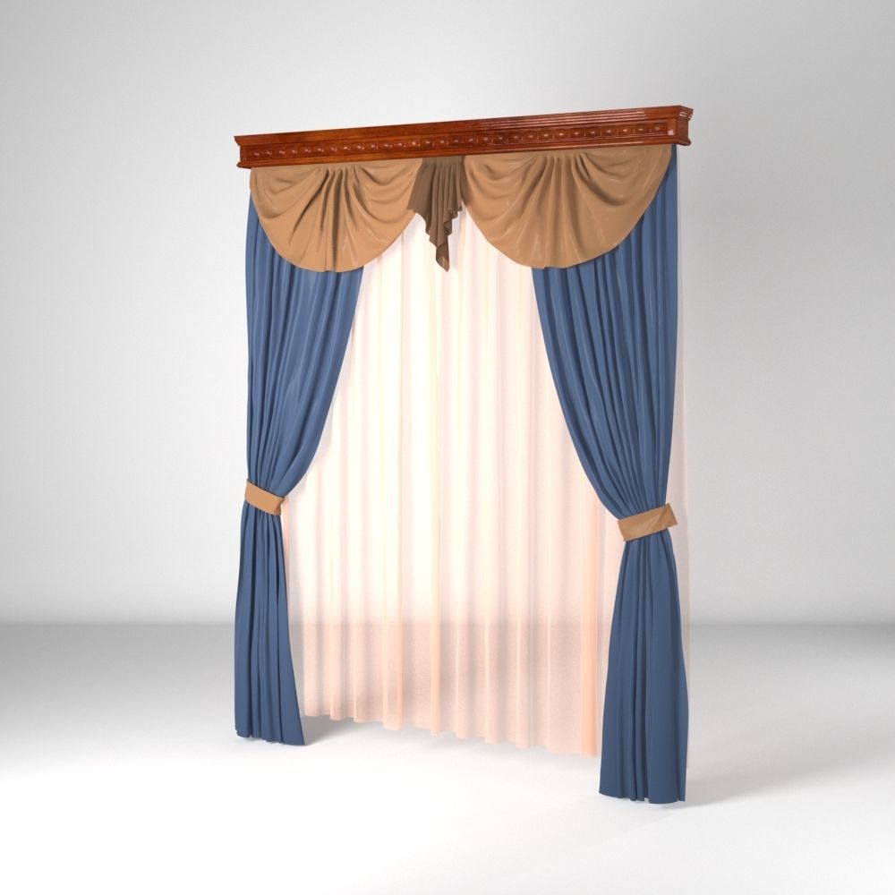 Curtain 3D high poly for architectural visualization N607 3D model ...