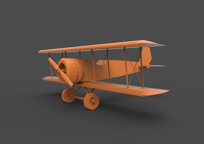 Biplane2 orange biplane 3D model 3D printable | CGTrader