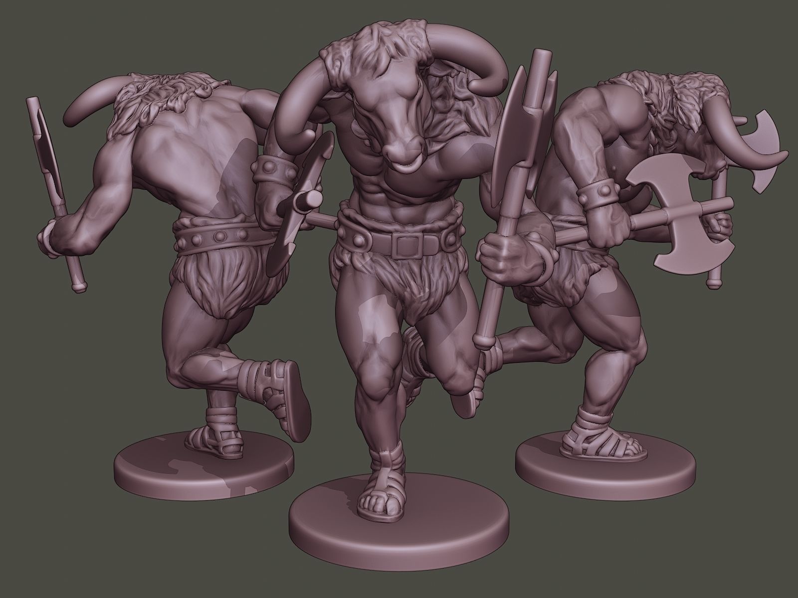 Minotaur Warrior Running two Axes 3D model 3D printable | CGTrader
