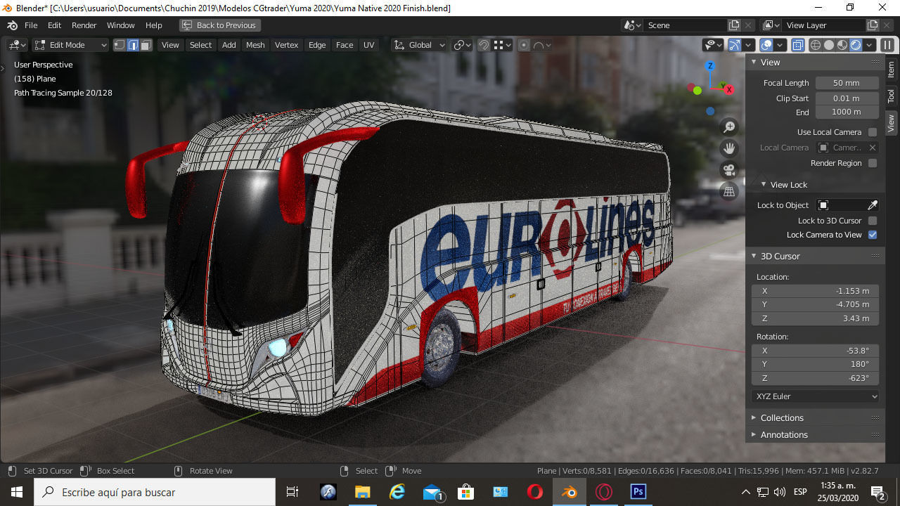 Eurolines Bus Coach DiiNBUS Blender Native 3D model | CGTrader