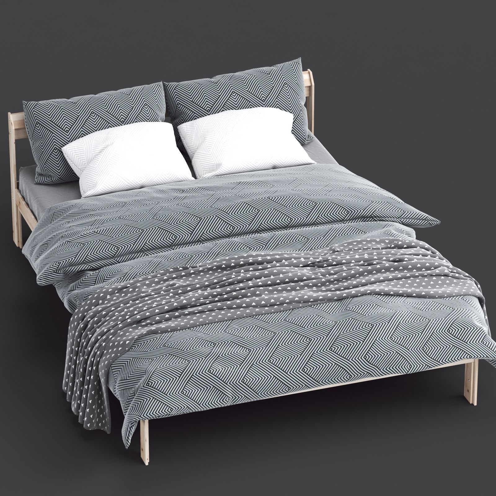 NEIDEN Bed frame pine birch 3D model | CGTrader