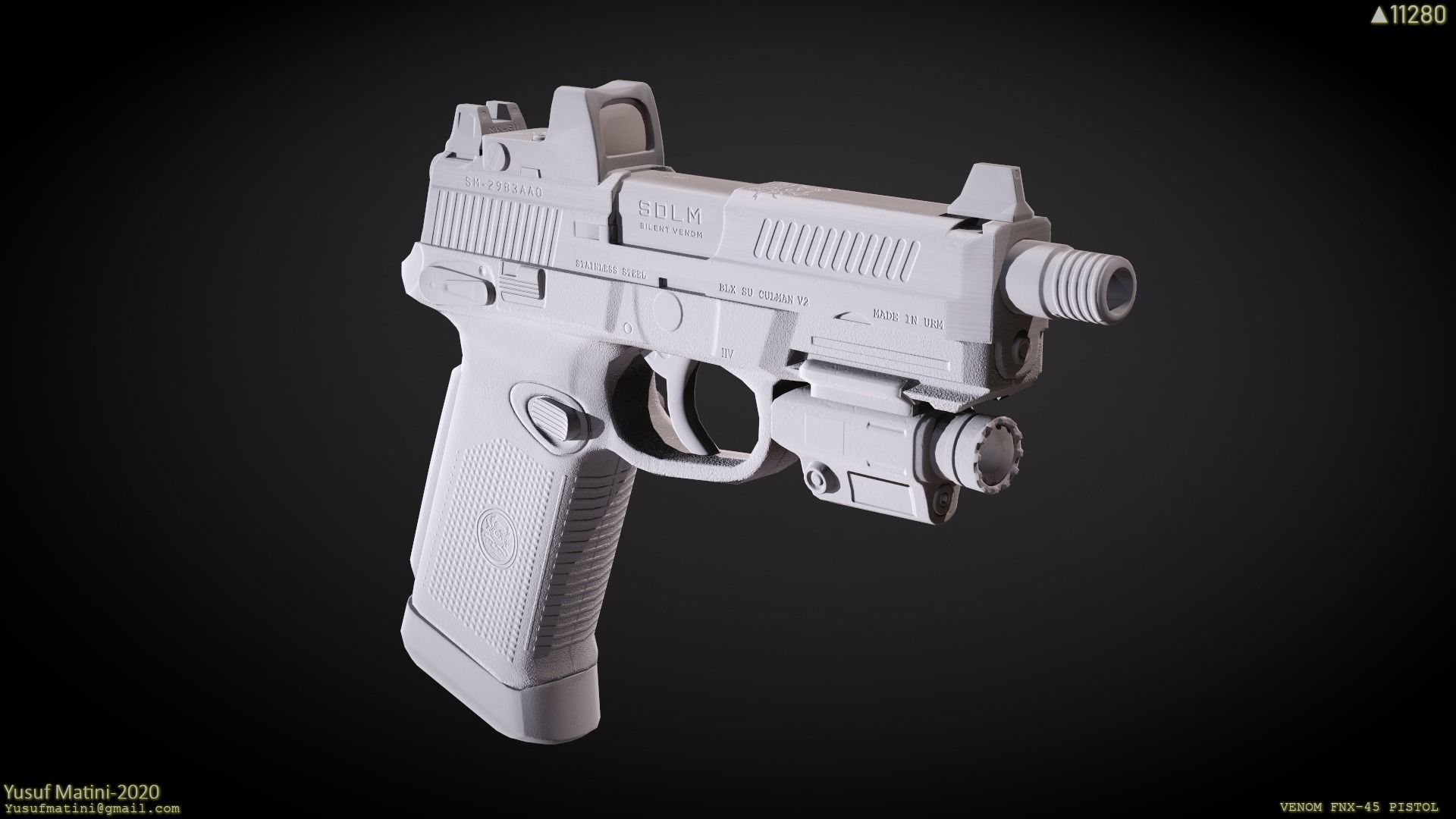3D model FNX-45 Venom Pistol VR / AR / low-poly | CGTrader