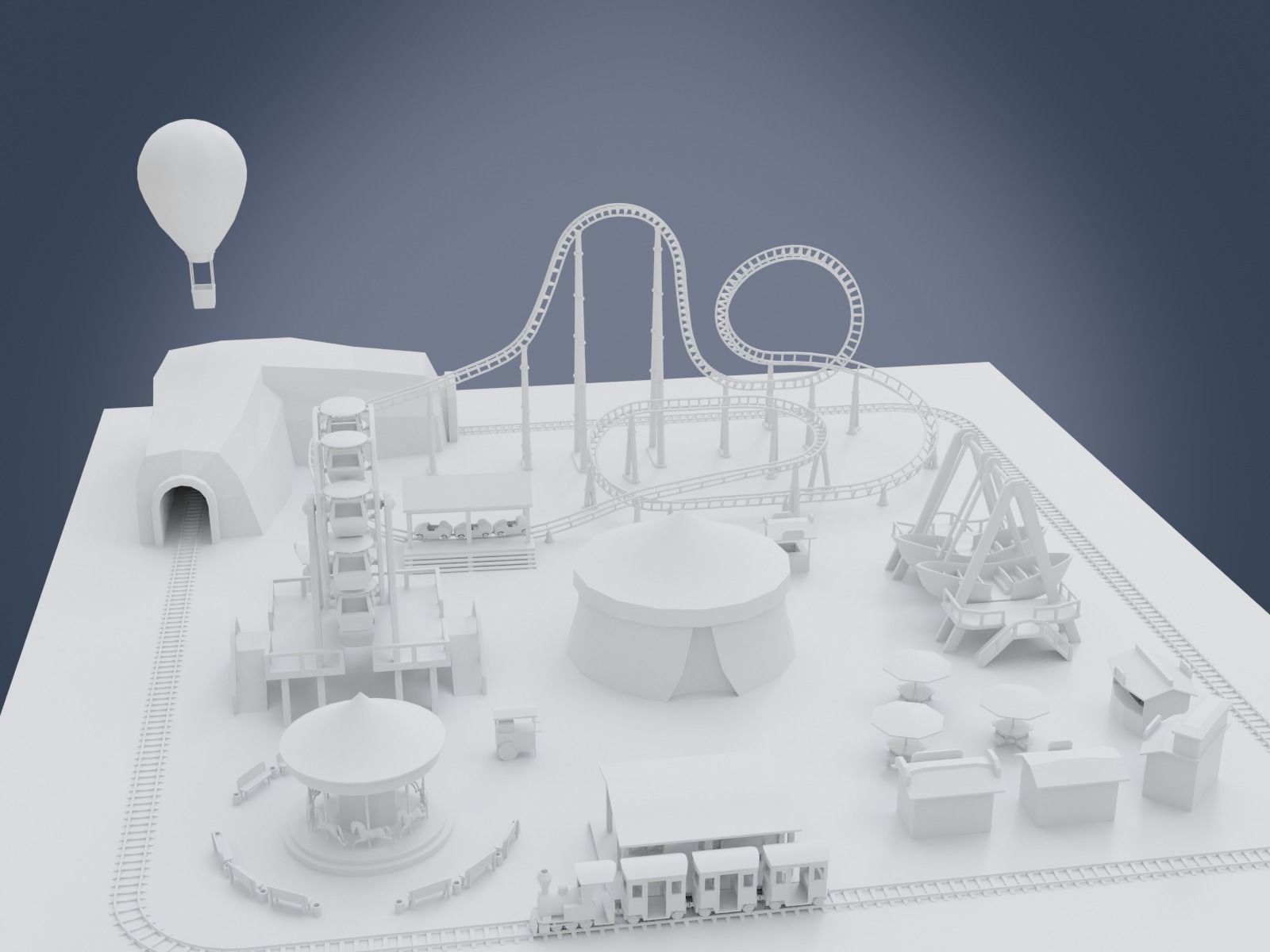 Amusement park train 3D model | CGTrader