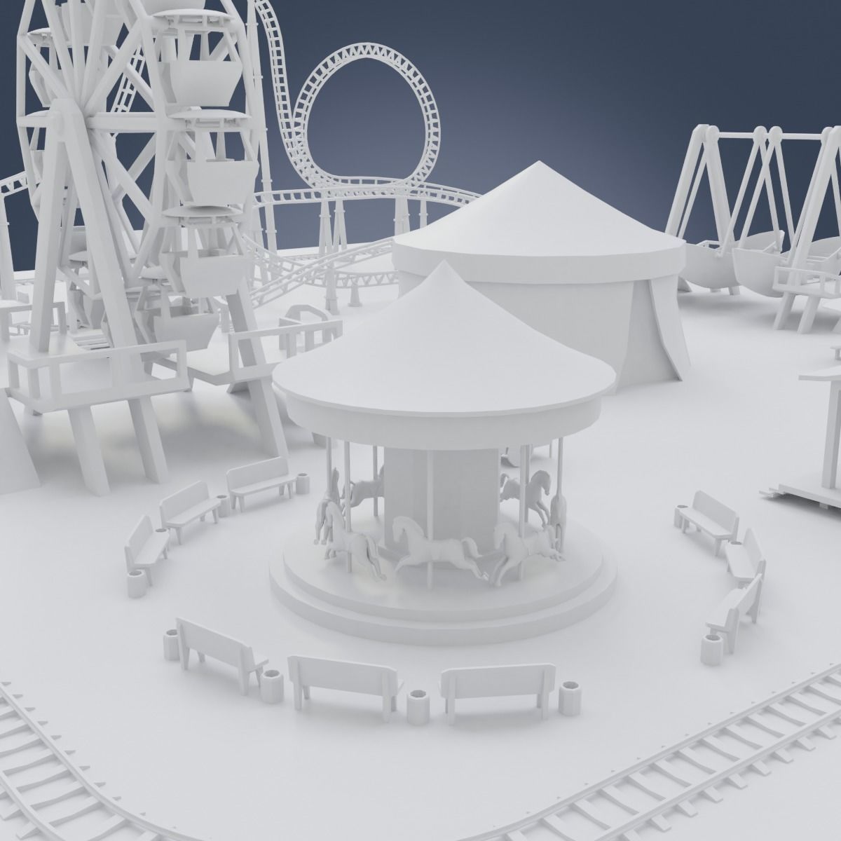 Amusement park 3D model | CGTrader