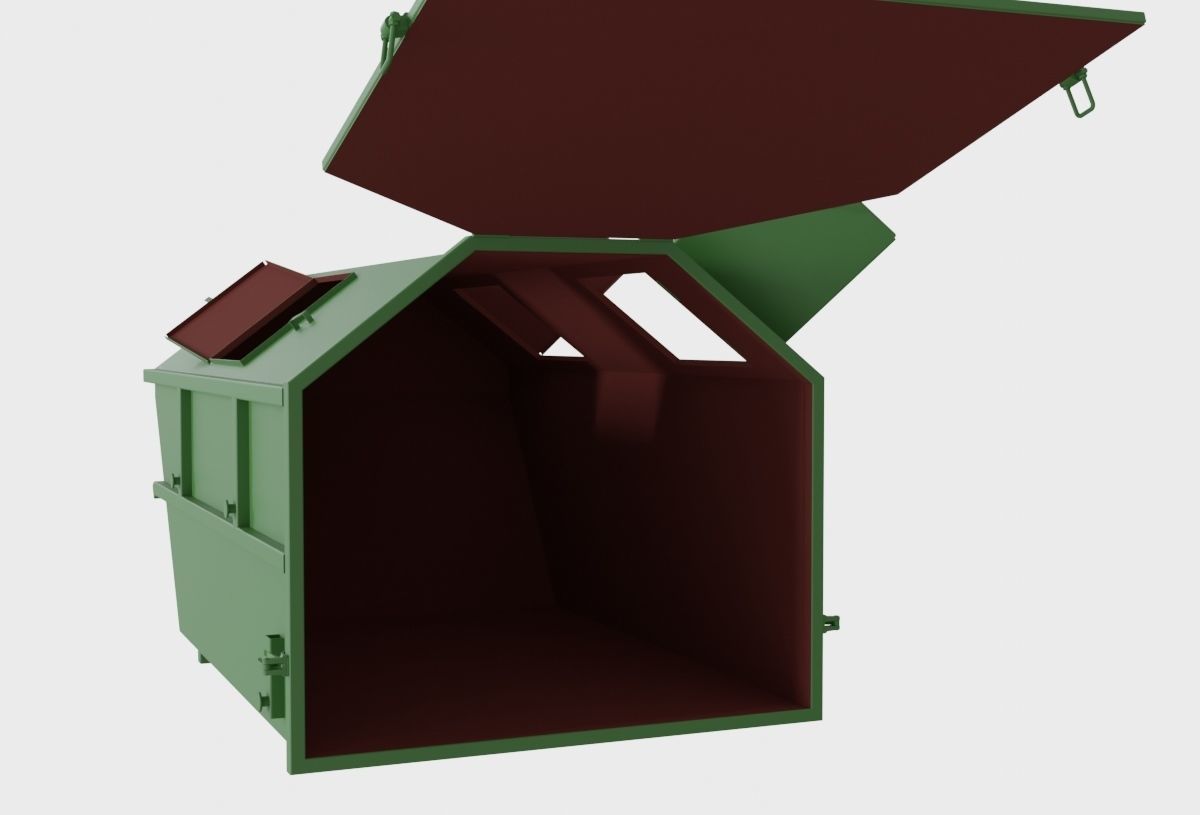 3D model Steel dumpster 10 cubic meters with lids VR / AR / low-poly ...