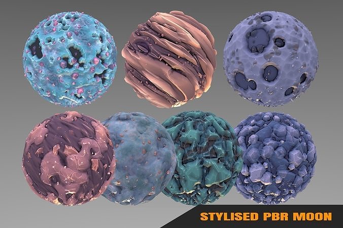 Moon - Stylised PBR Texture - Material 3D model | CGTrader