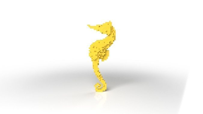 3D model Seahorse Minecraft Voxel VR / AR / low-poly | CGTrader