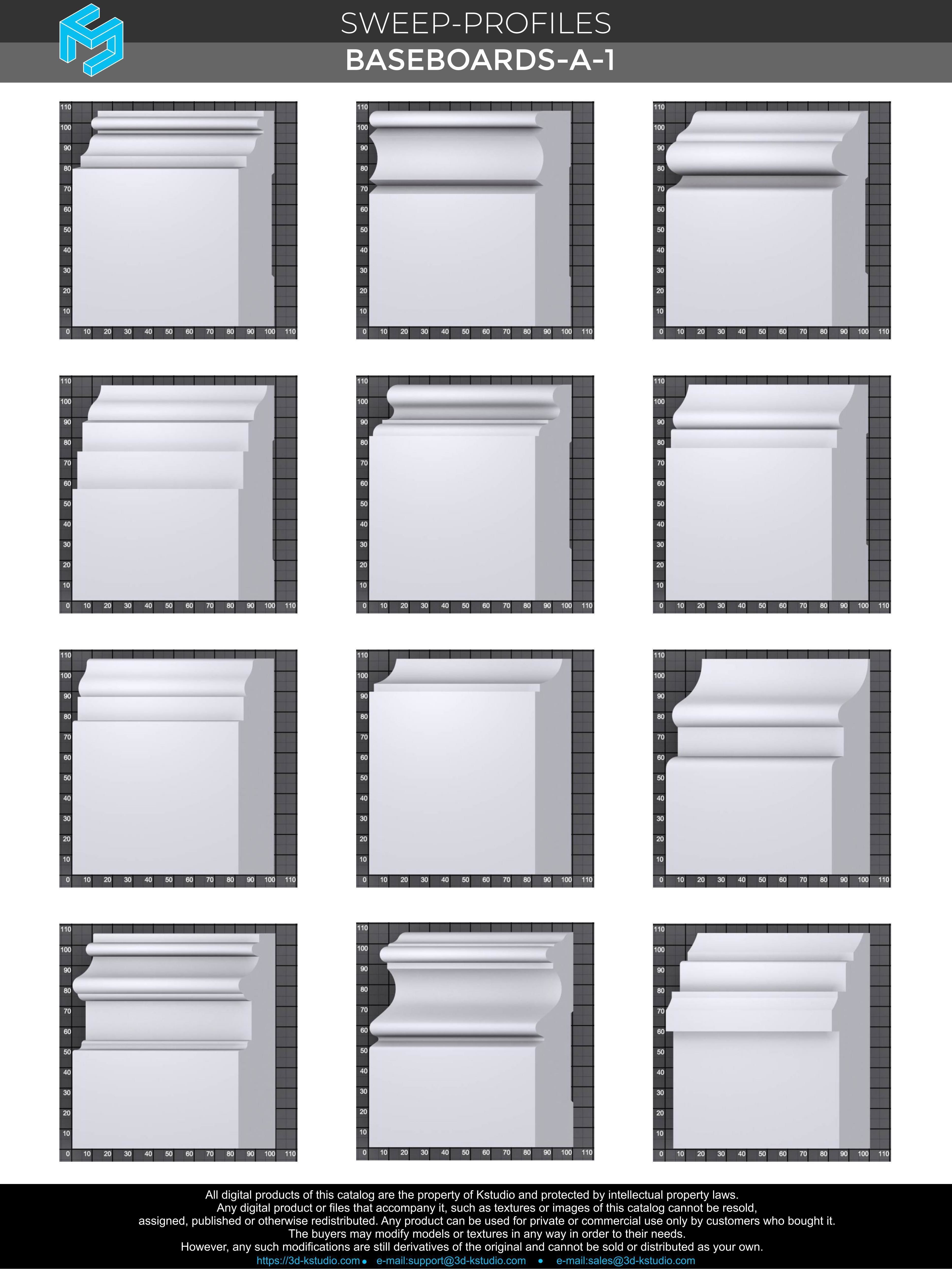 Architectural moldings - Baseboards-A 1 3D model | CGTrader