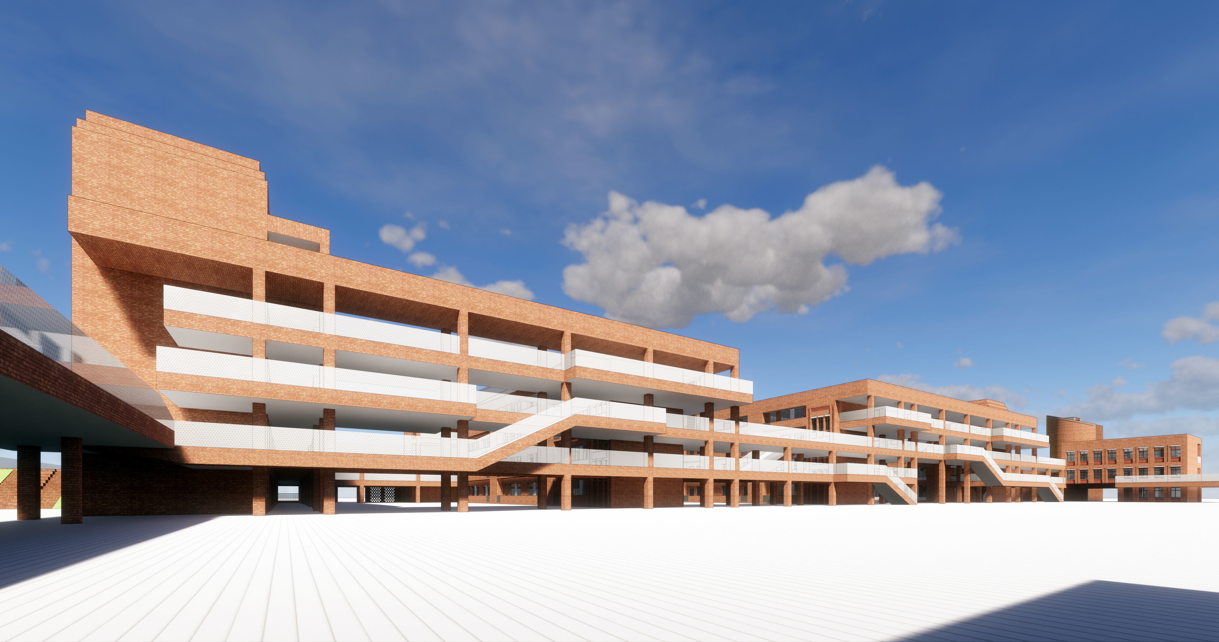 Primary and secondary school building design 3D model OBJ SKP