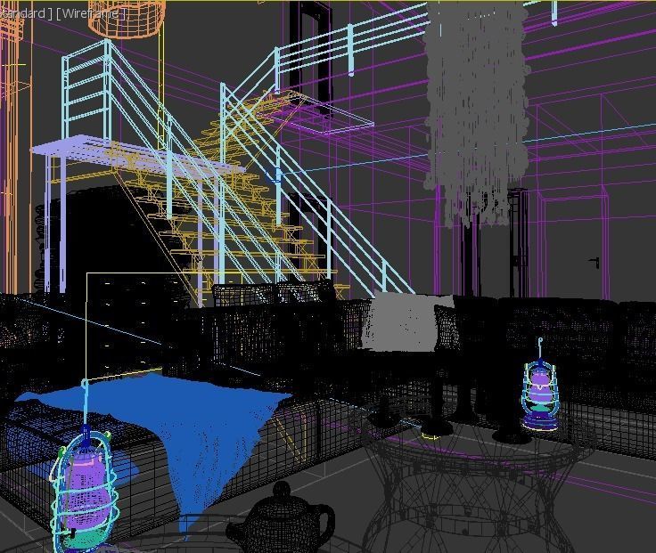 Living room in the loft house 3D model | CGTrader