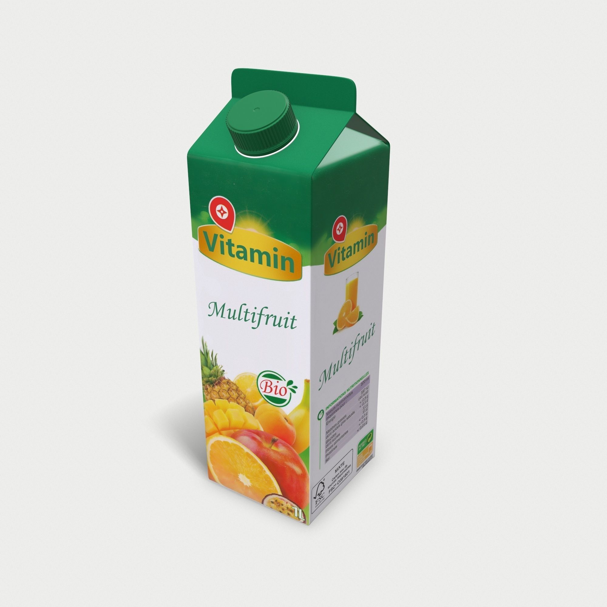 3D model Orange Juice Carton - 1 Liter VR / AR / low-poly | CGTrader