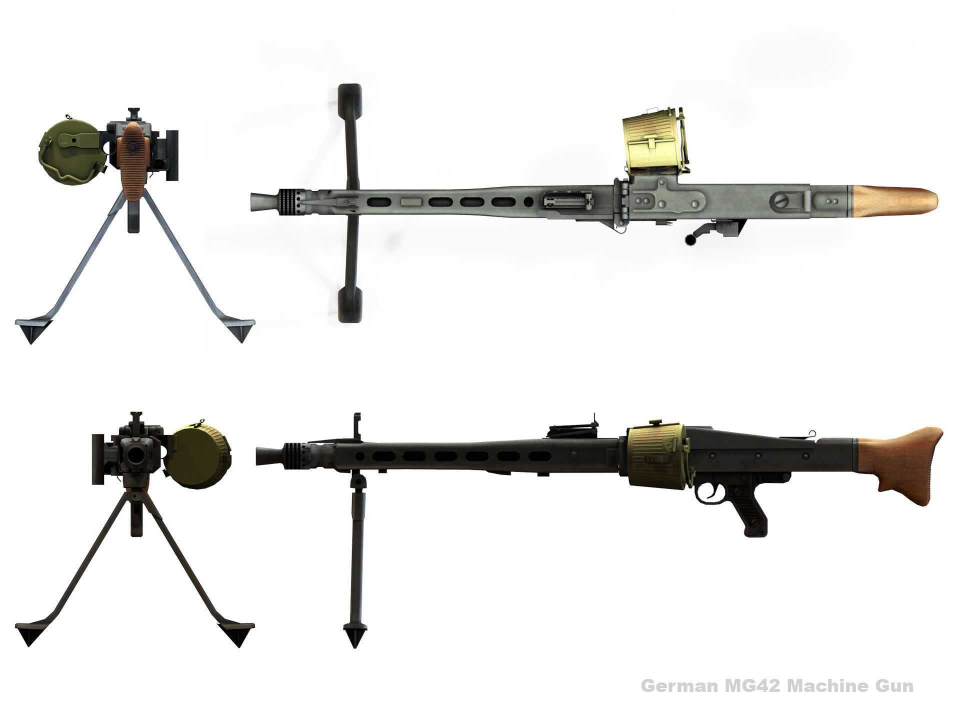 German machine gun MG-42 3D model rigged | CGTrader