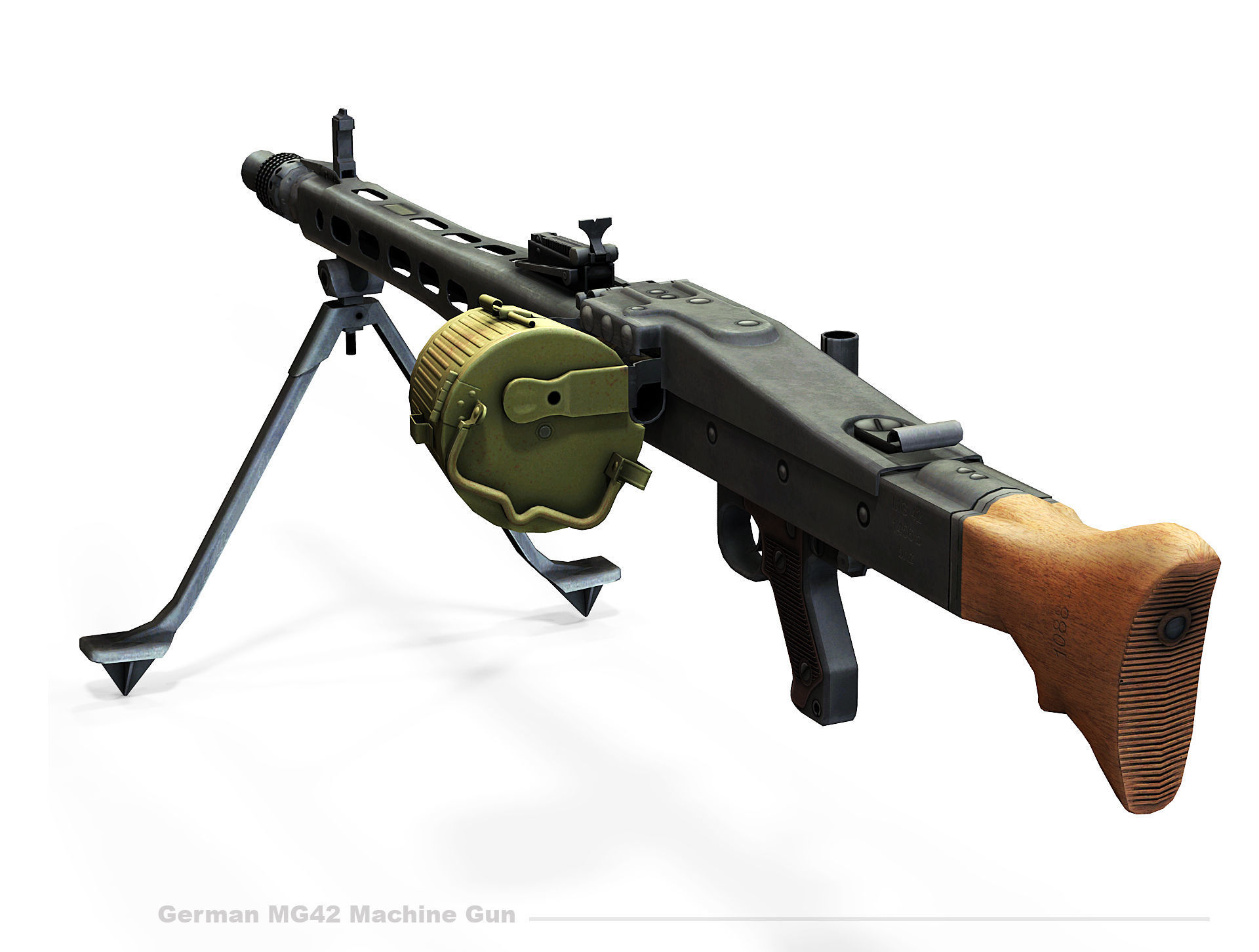 German machine gun MG-42 3D model rigged | CGTrader