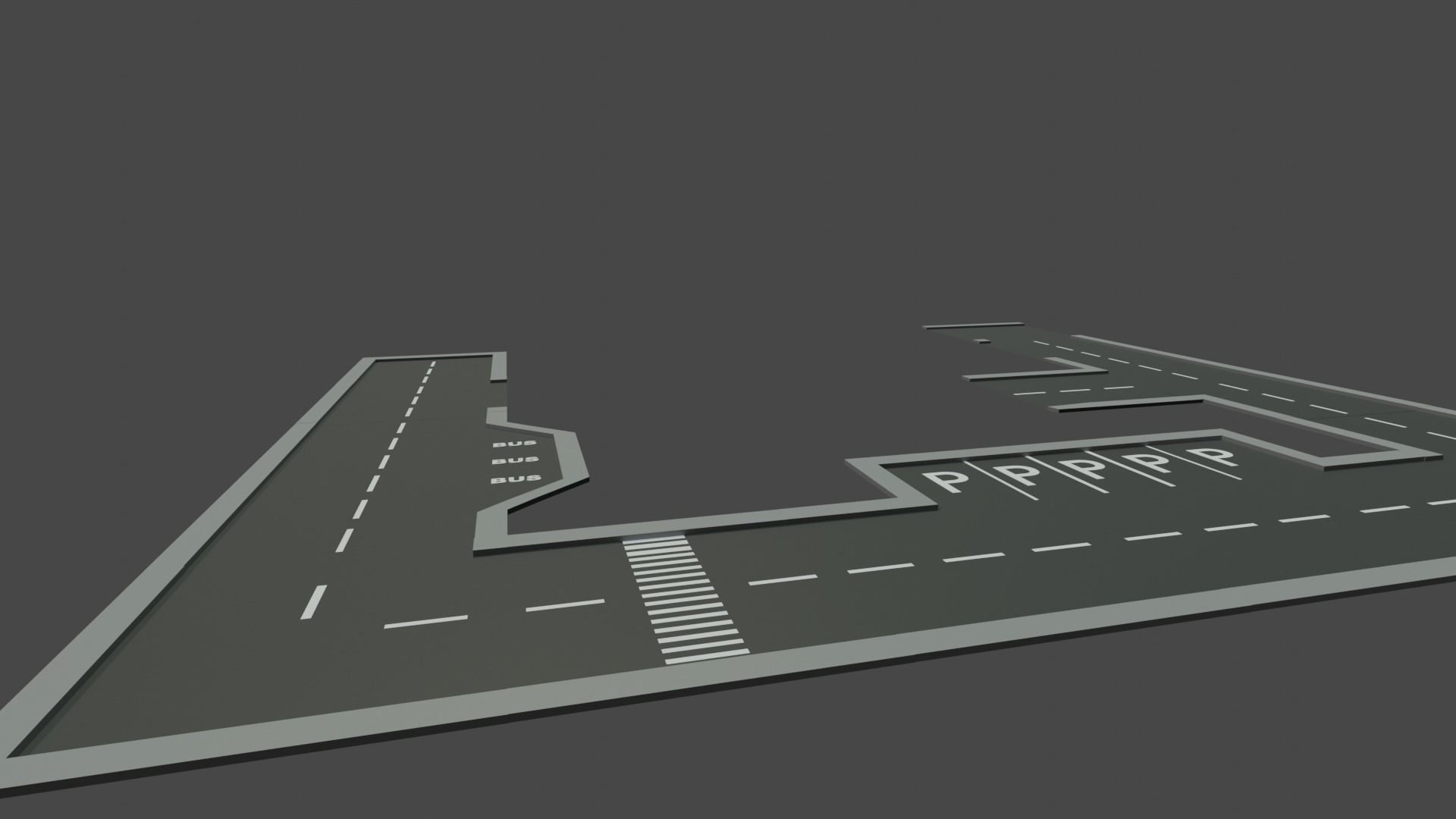 3D model Modular roads and bus station and parking 3D LOW POLY ROAD VR ...