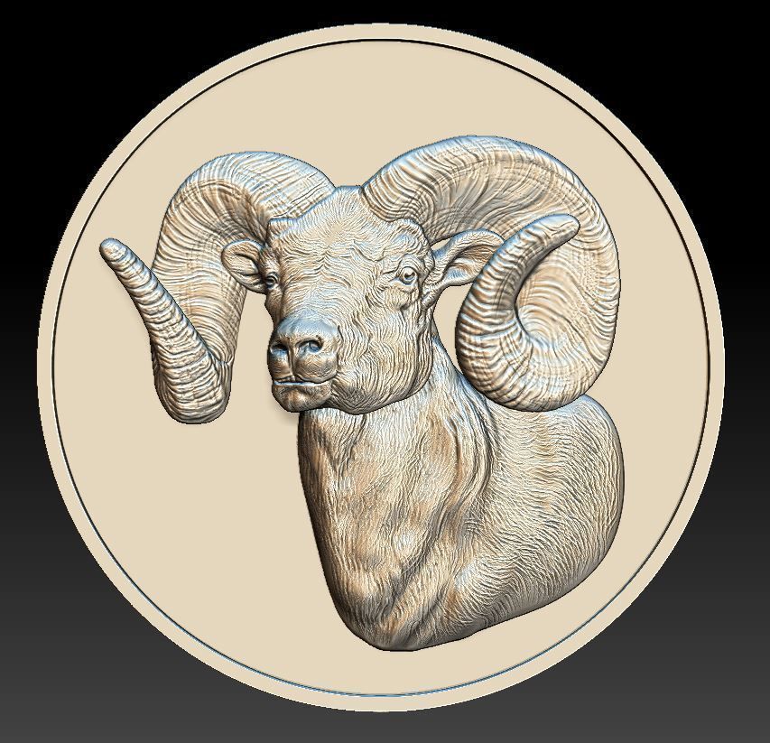 3D printable model dollar Ram Coin - relief - 2020