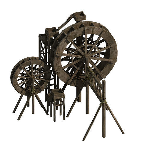 Countryside Riverside Building - Waterwheel 01 3D model | CGTrader