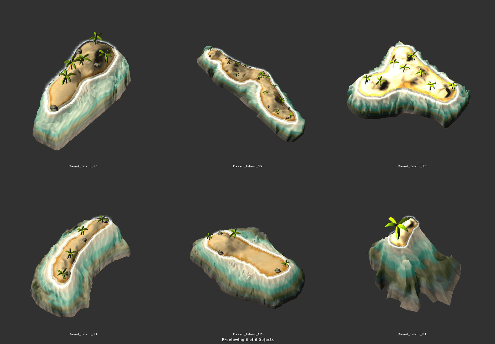 3D model Island Set in ocean with palm trees VR / AR / low-poly | CGTrader