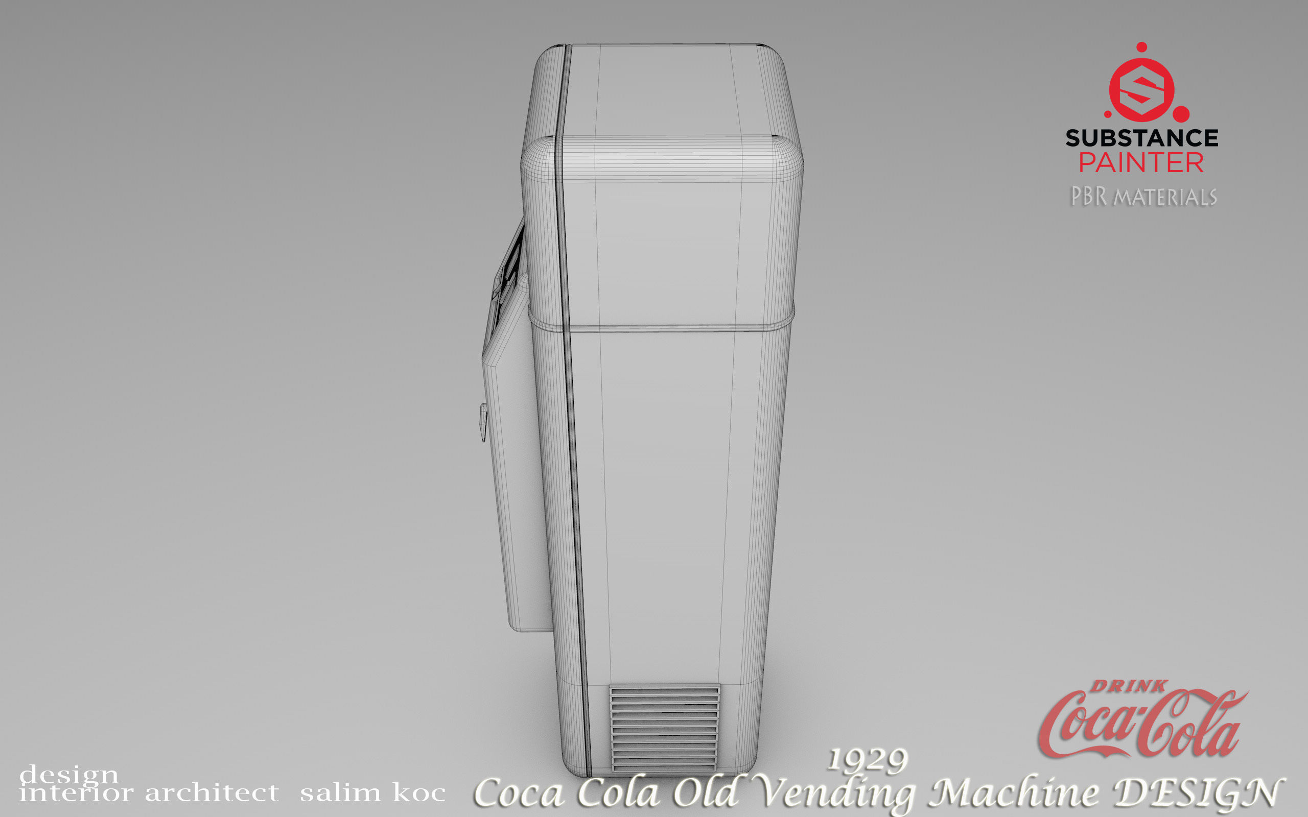3D model Coca Cola Old Middle Vending Machine design VR / AR / low-poly ...