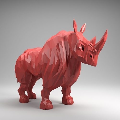 rhino made of polygons 3D model 3D printable | CGTrader