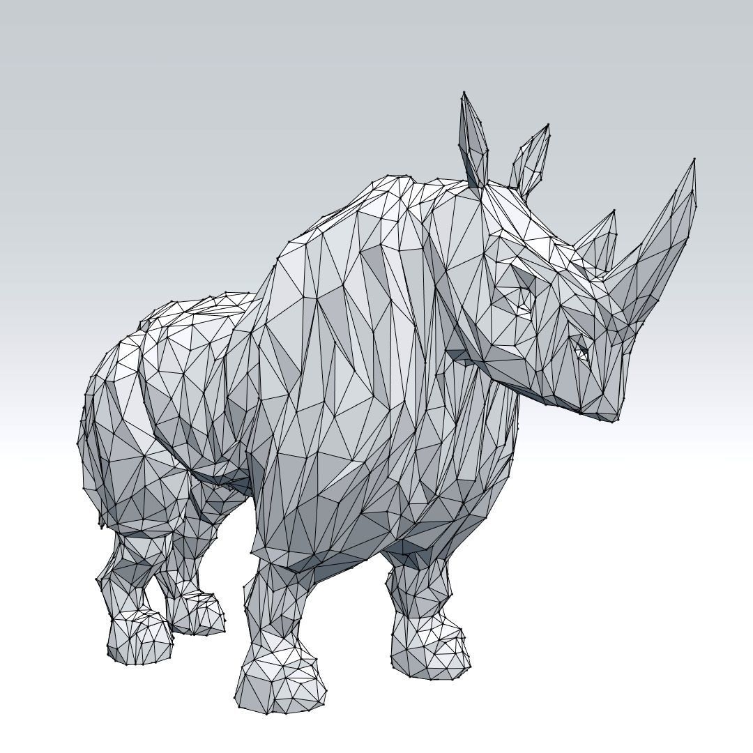 rhino made of polygons 3D model 3D printable | CGTrader