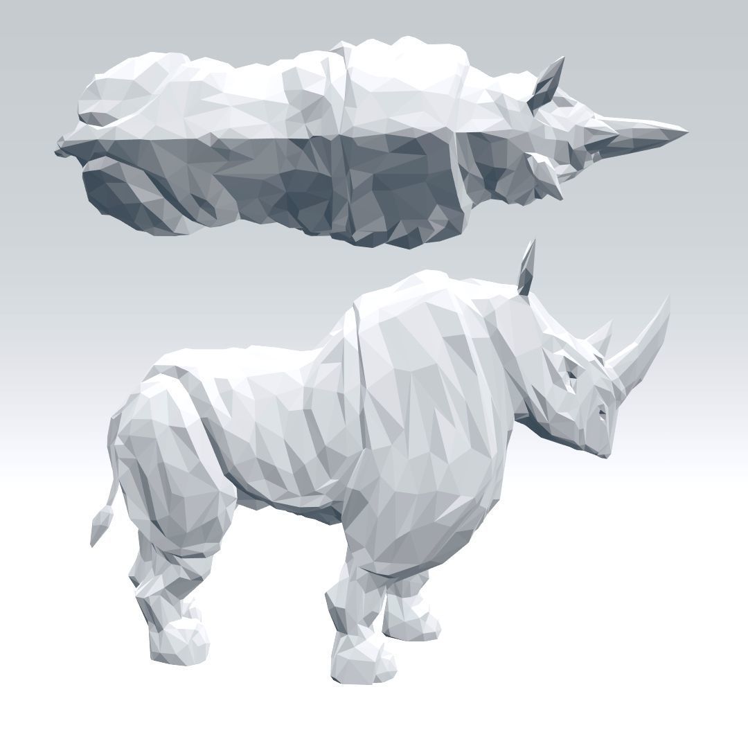rhino made of polygons 3D model 3D printable | CGTrader