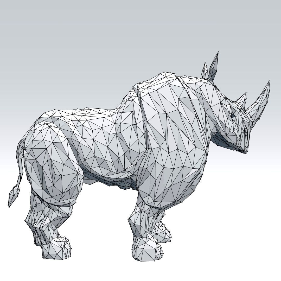 rhino made of polygons 3D model 3D printable | CGTrader