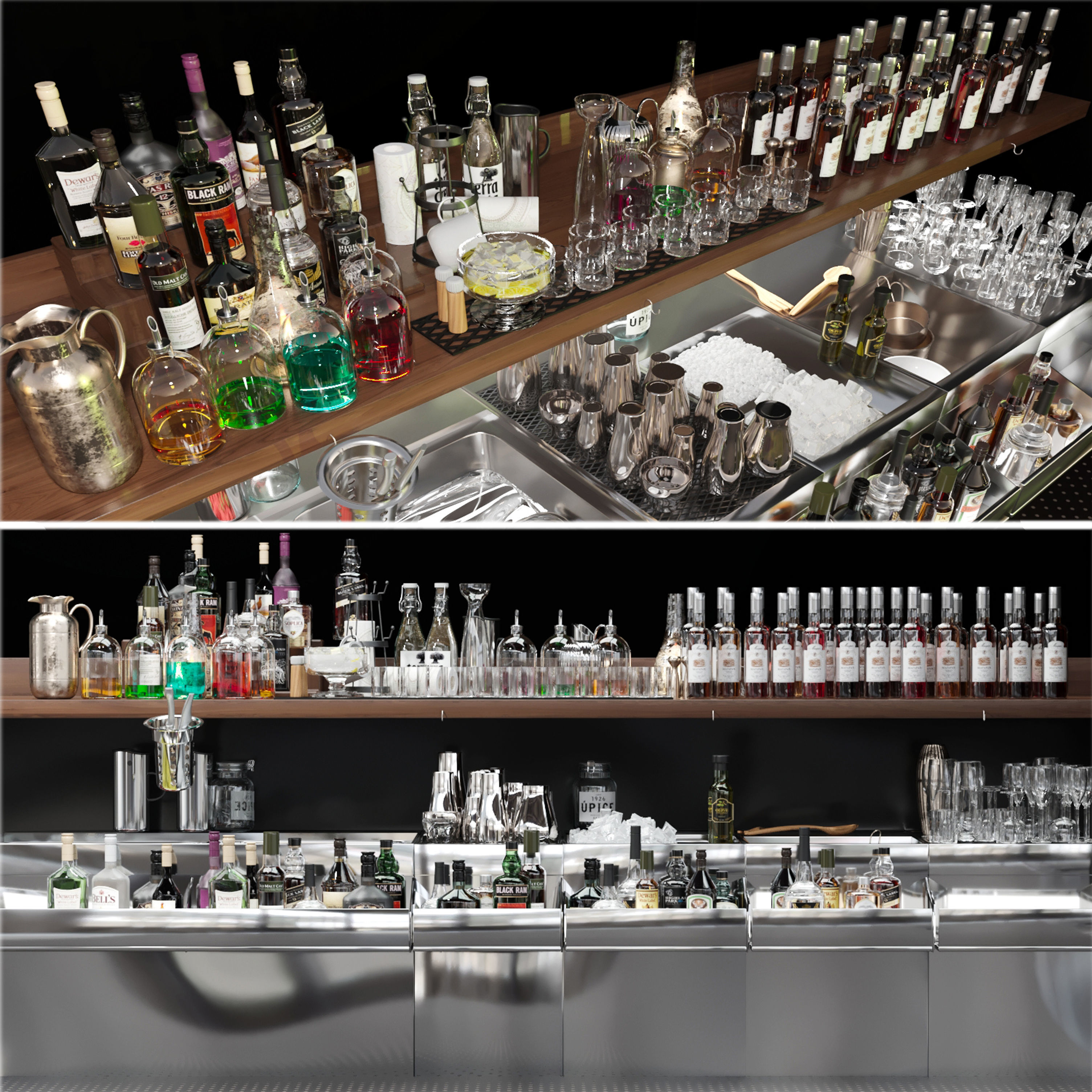 Biggest Alcohol Bar Set 3D model | CGTrader