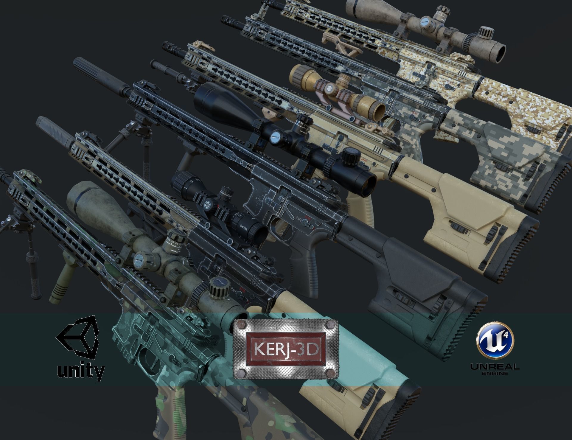 3D model Modular Combat Rifle-Designated Marksman Variant VR / AR / low ...