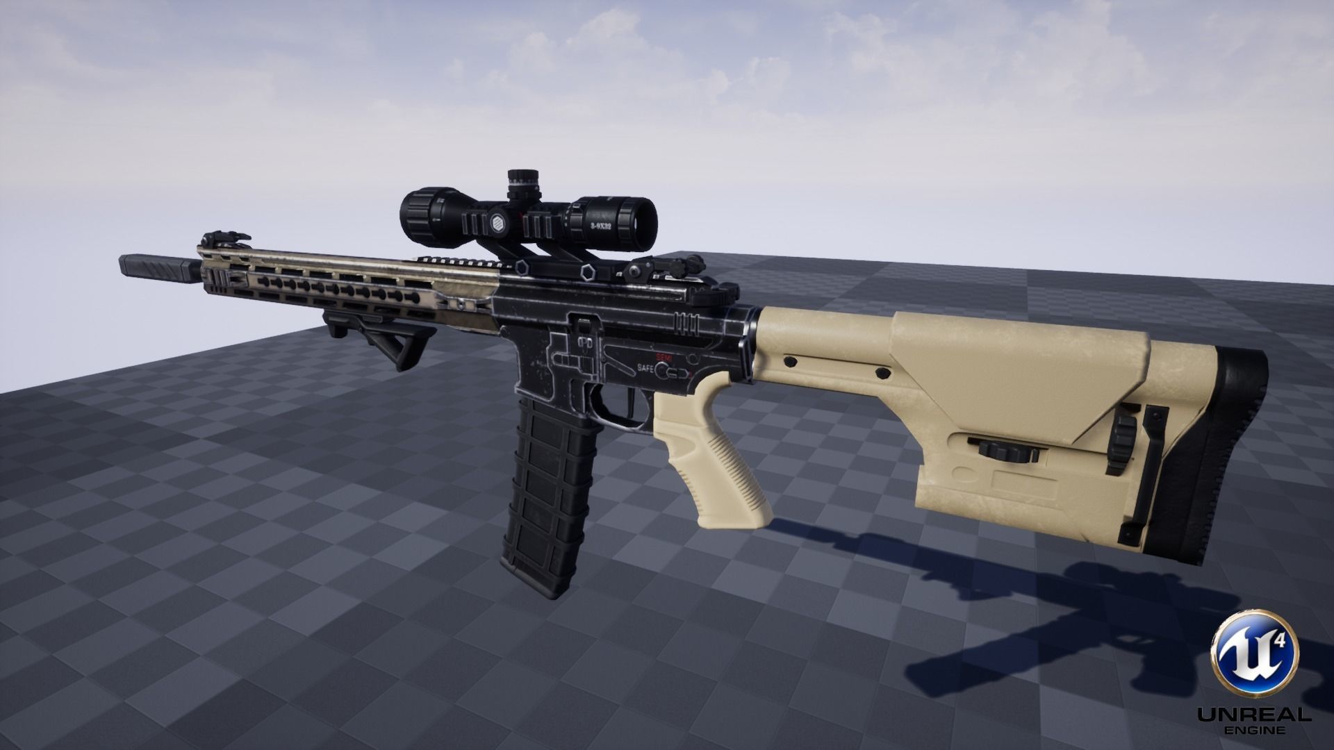 3D model Modular Combat Rifle-Designated Marksman Variant VR / AR / low ...