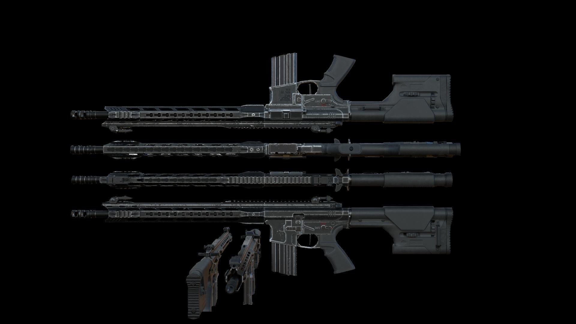 3D model Modular Combat Rifle-Designated Marksman Variant VR / AR / low ...