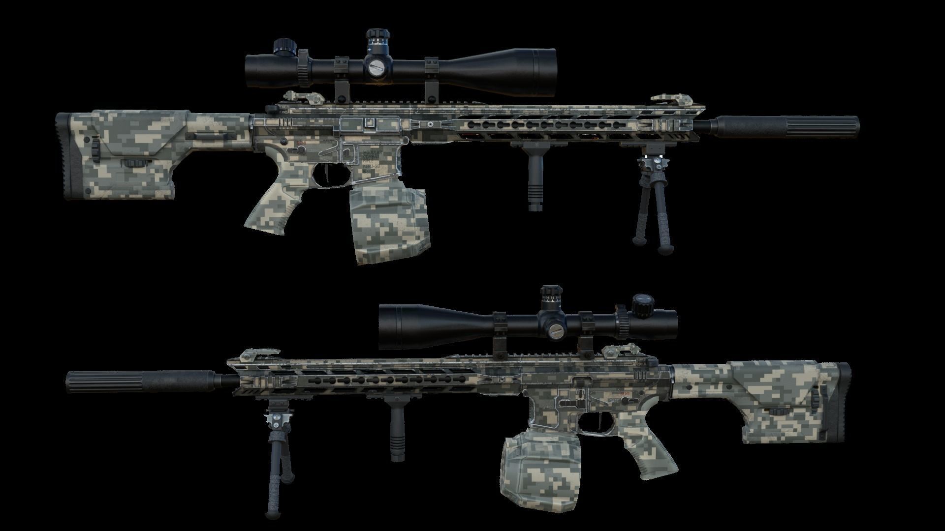 3D model Modular Combat Rifle-Designated Marksman Variant VR / AR / low ...