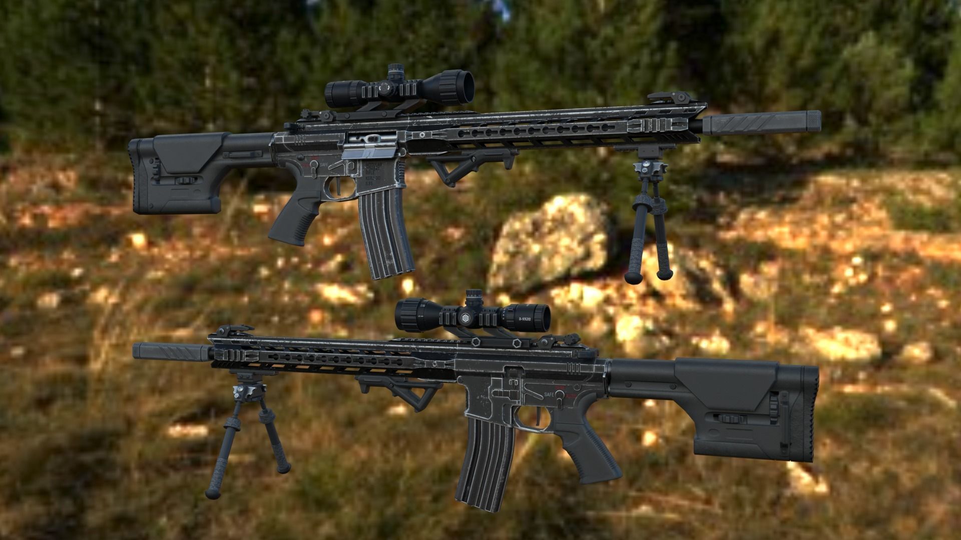 3D model Modular Combat Rifle-Designated Marksman Variant VR / AR / low ...