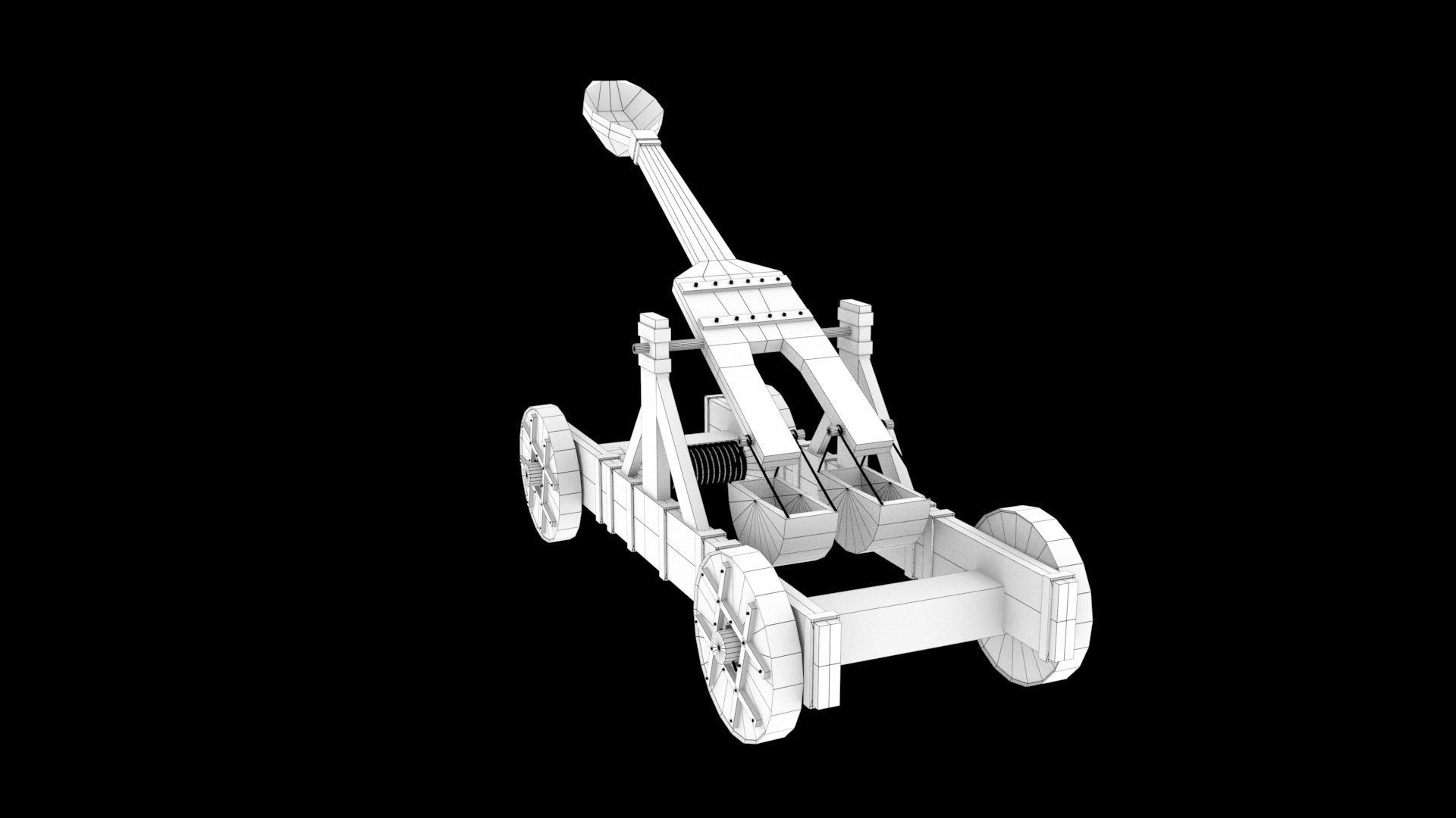 Catapult wooden cannon 3D model animated | CGTrader