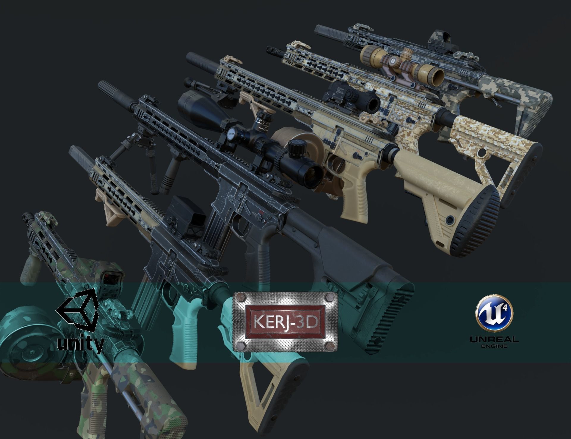 Modular Combat Rifle-All Variants 3D Model Collection | CGTrader