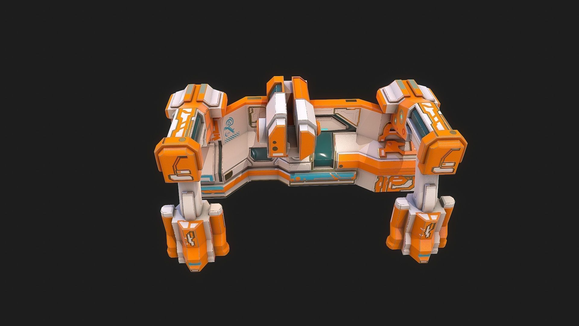 3D model Low poly sci fi laboratory wall structure VR / AR / low-poly ...