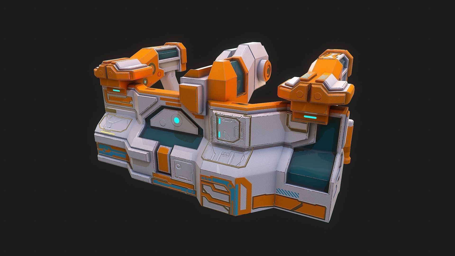 3D model Low poly sci fi laboratory wall structure VR / AR / low-poly ...