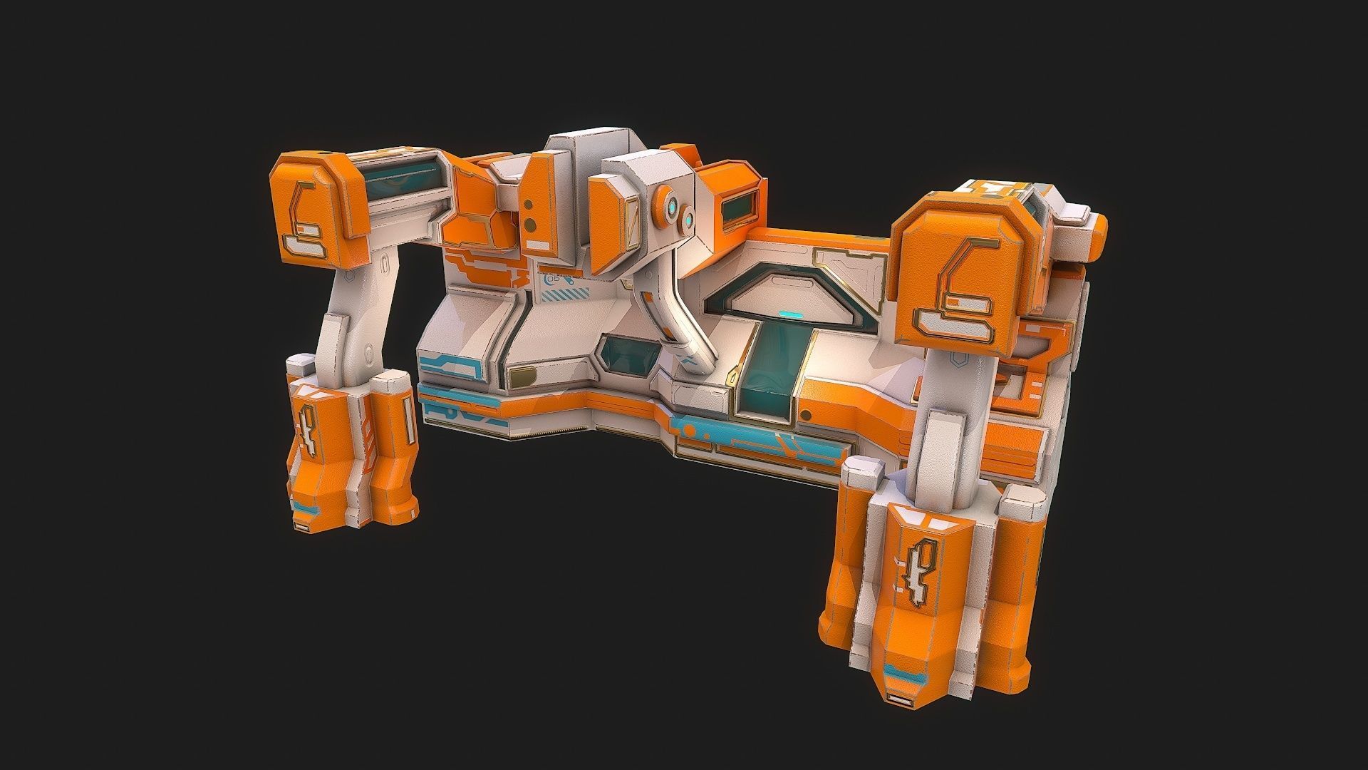 3D model Low poly sci fi laboratory wall structure VR / AR / low-poly ...