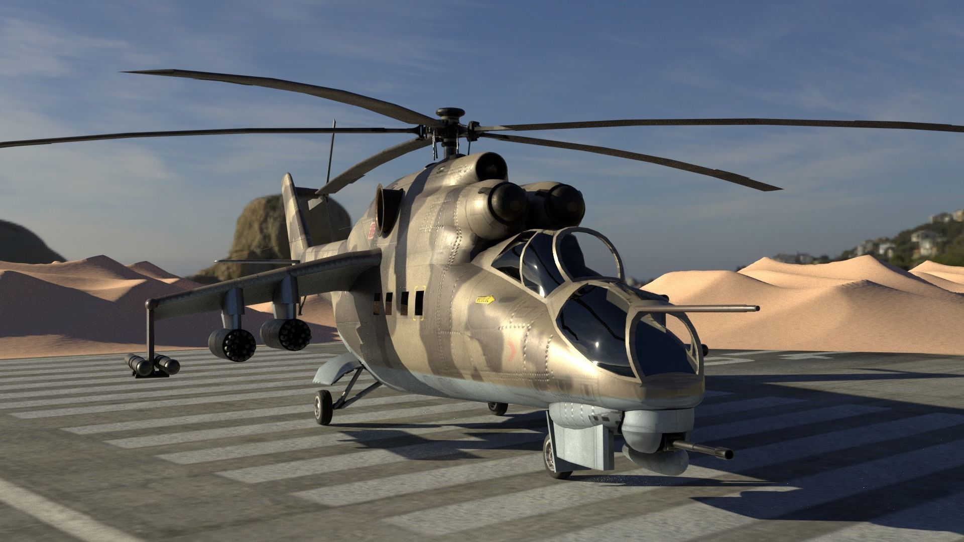 3D model Mil Mi-24 Hind Attack Helicopter VR / AR / low-poly | CGTrader