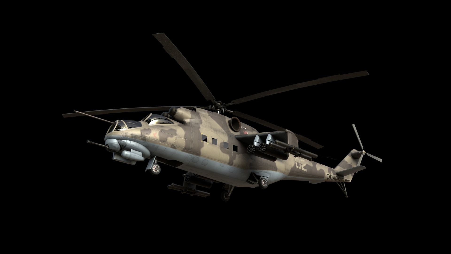 3D model Mil Mi-24 Hind Attack Helicopter VR / AR / low-poly | CGTrader
