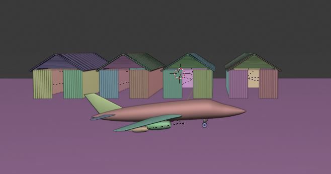 3D model 3d object airplane and hangar VR / AR / low-poly animated ...