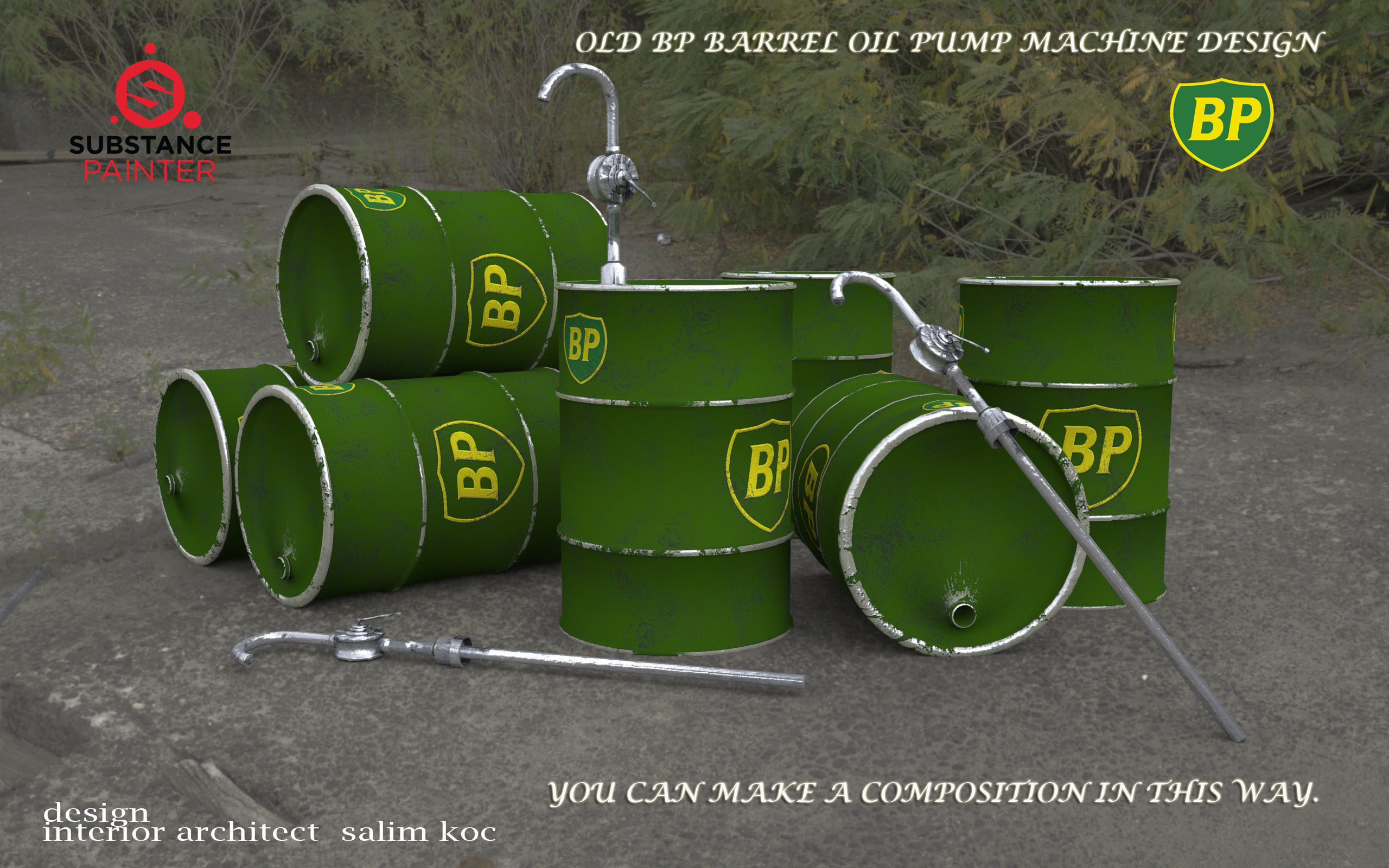 3D model OLD BP BARREL OIL PUMP DESIGN VR / AR / low-poly | CGTrader