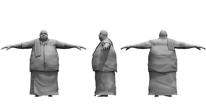 fat man traditional dress 3d model 3D model | CGTrader