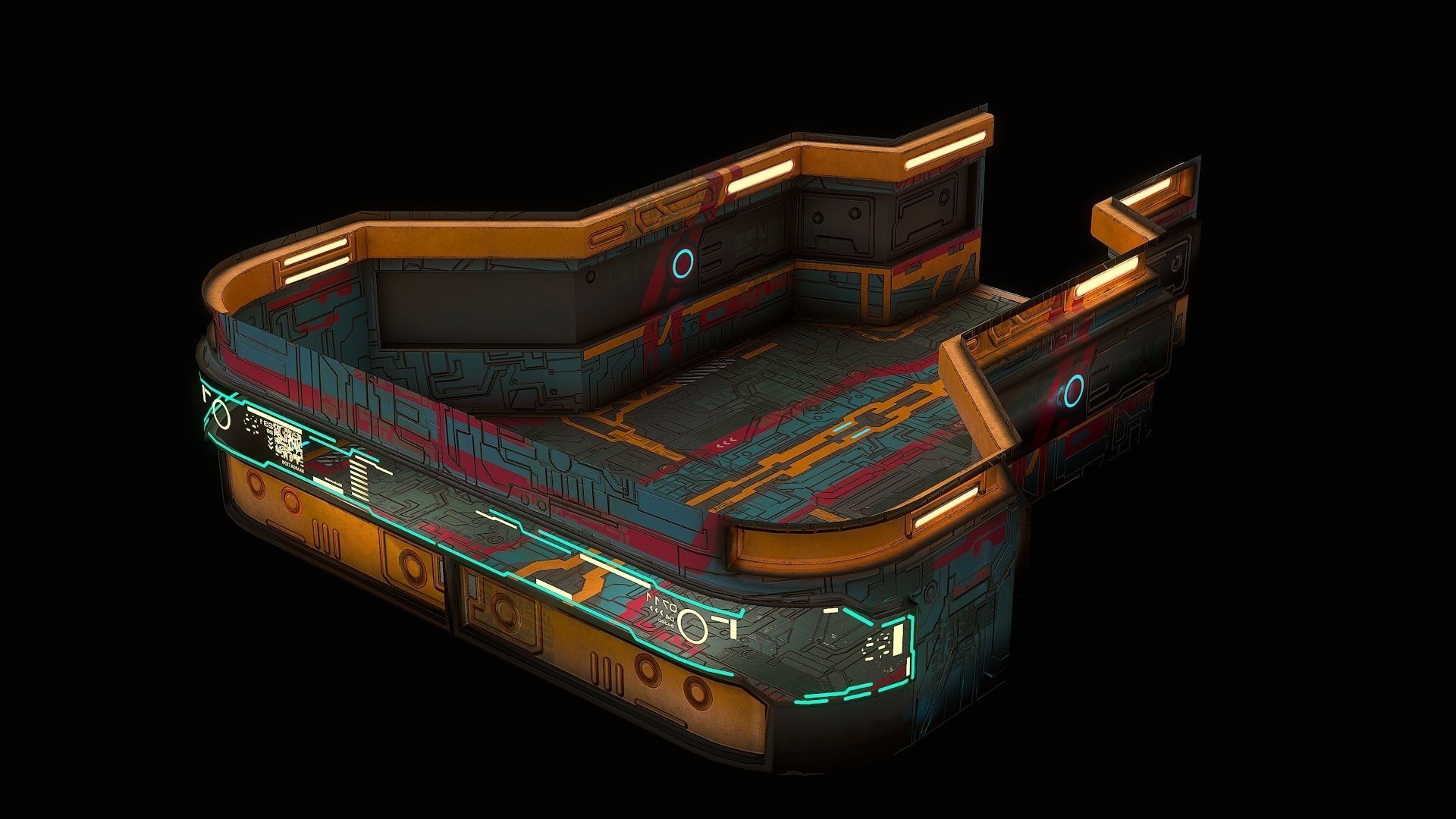 3D model Low poly sci fi modular room environment part1 VR / AR / low ...