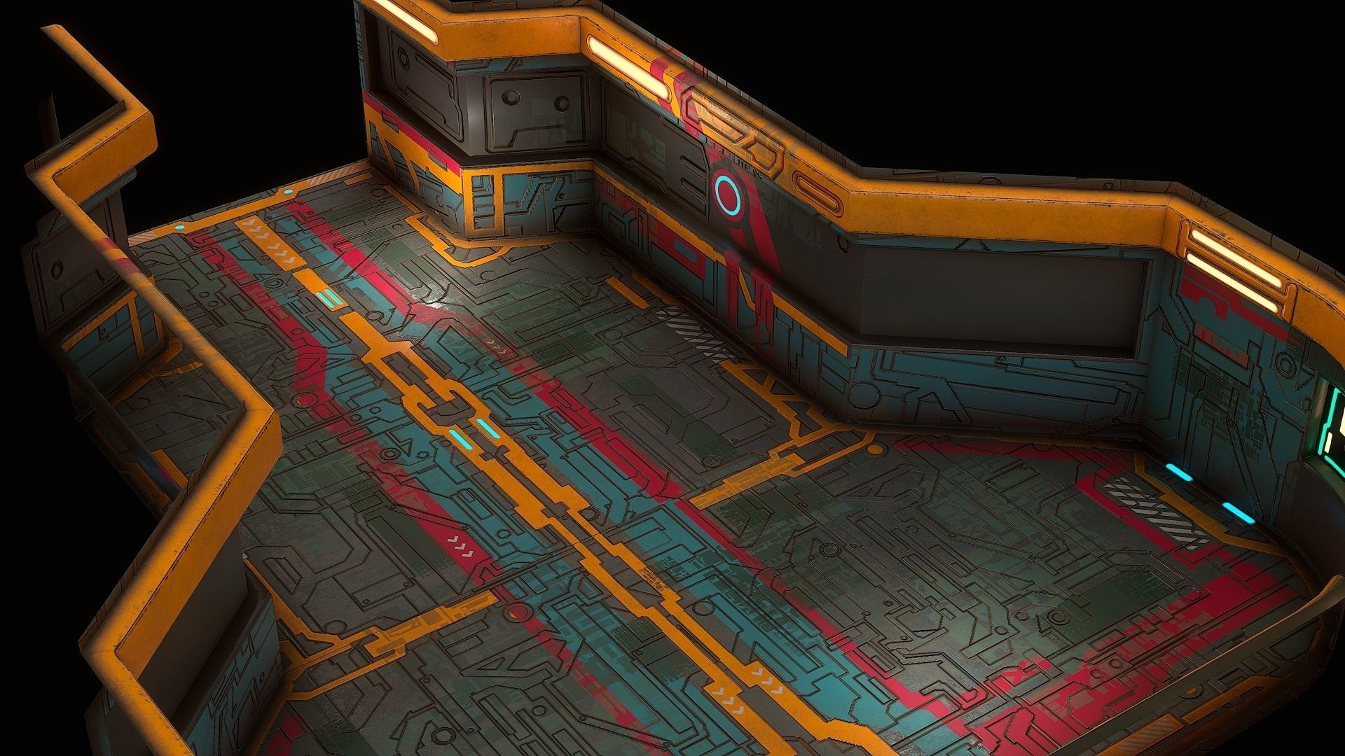 3D model Low poly sci fi modular room environment part1 VR / AR / low ...