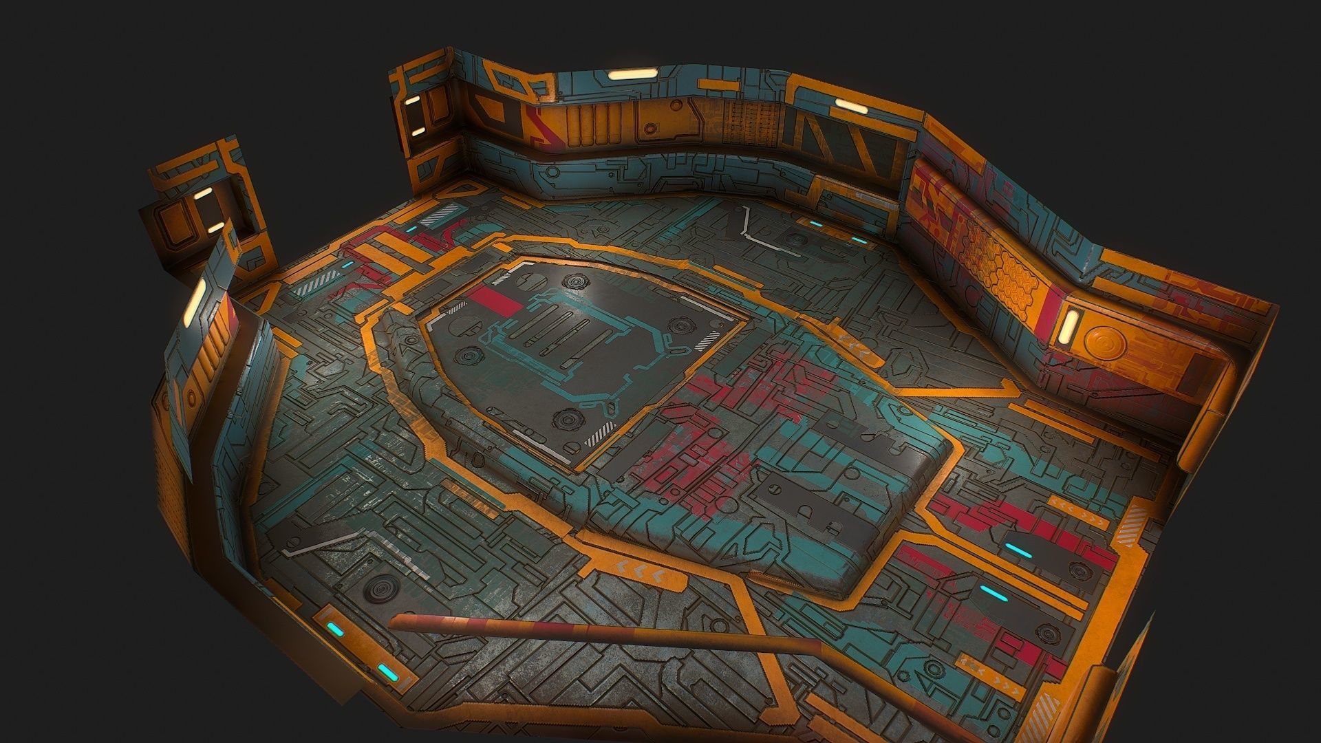 3D model Low poly sci fi modular room environment part2 VR / AR / low ...