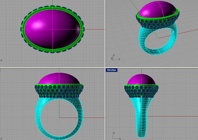 Cabochon Oval Ring And Gem an103 3D model 3D printable | CGTrader