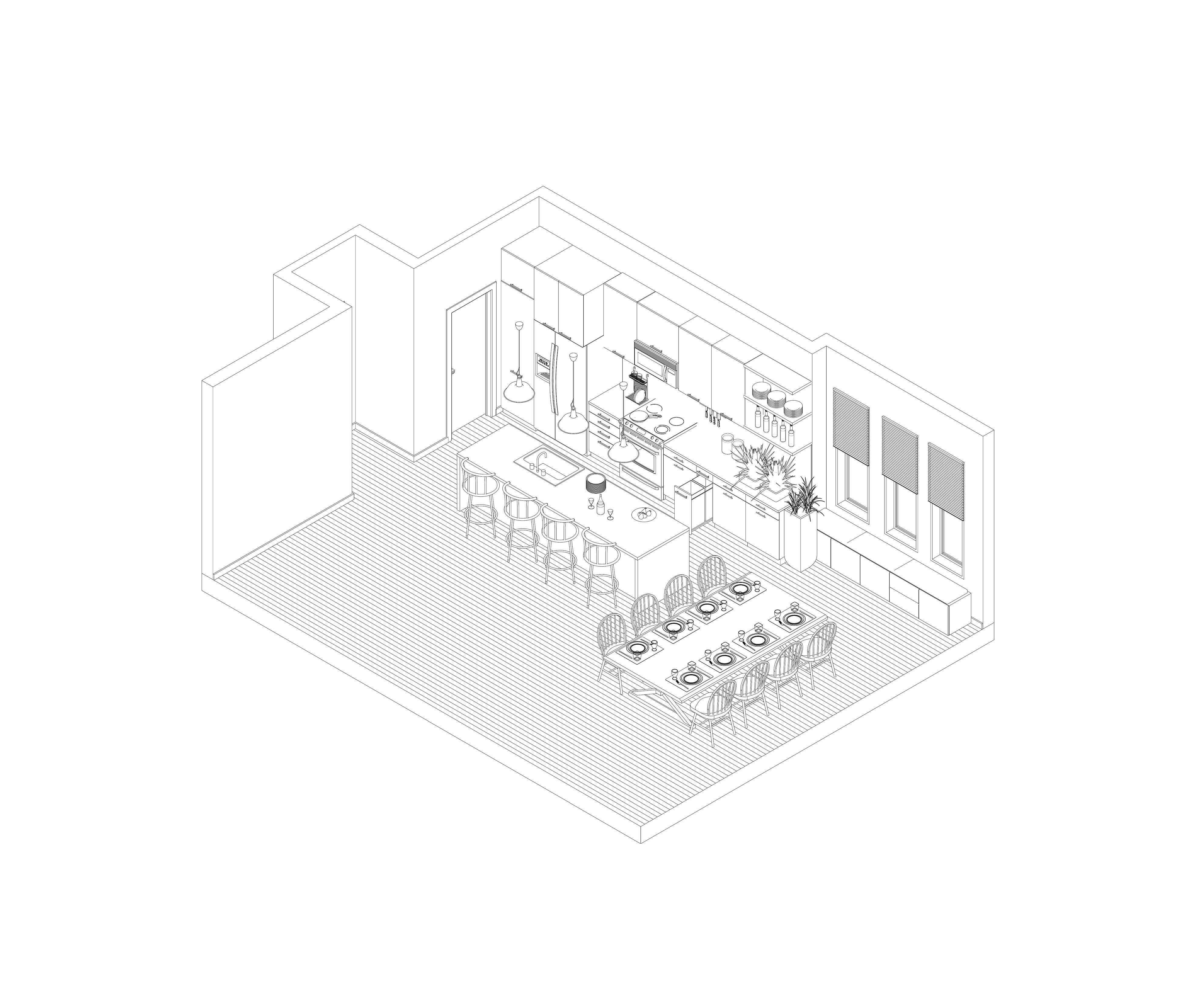 Full Kitchen Revit Model Scene 3D model | CGTrader