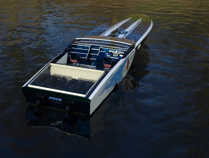 Cigarette fast commuter boat with engine 3D model | CGTrader